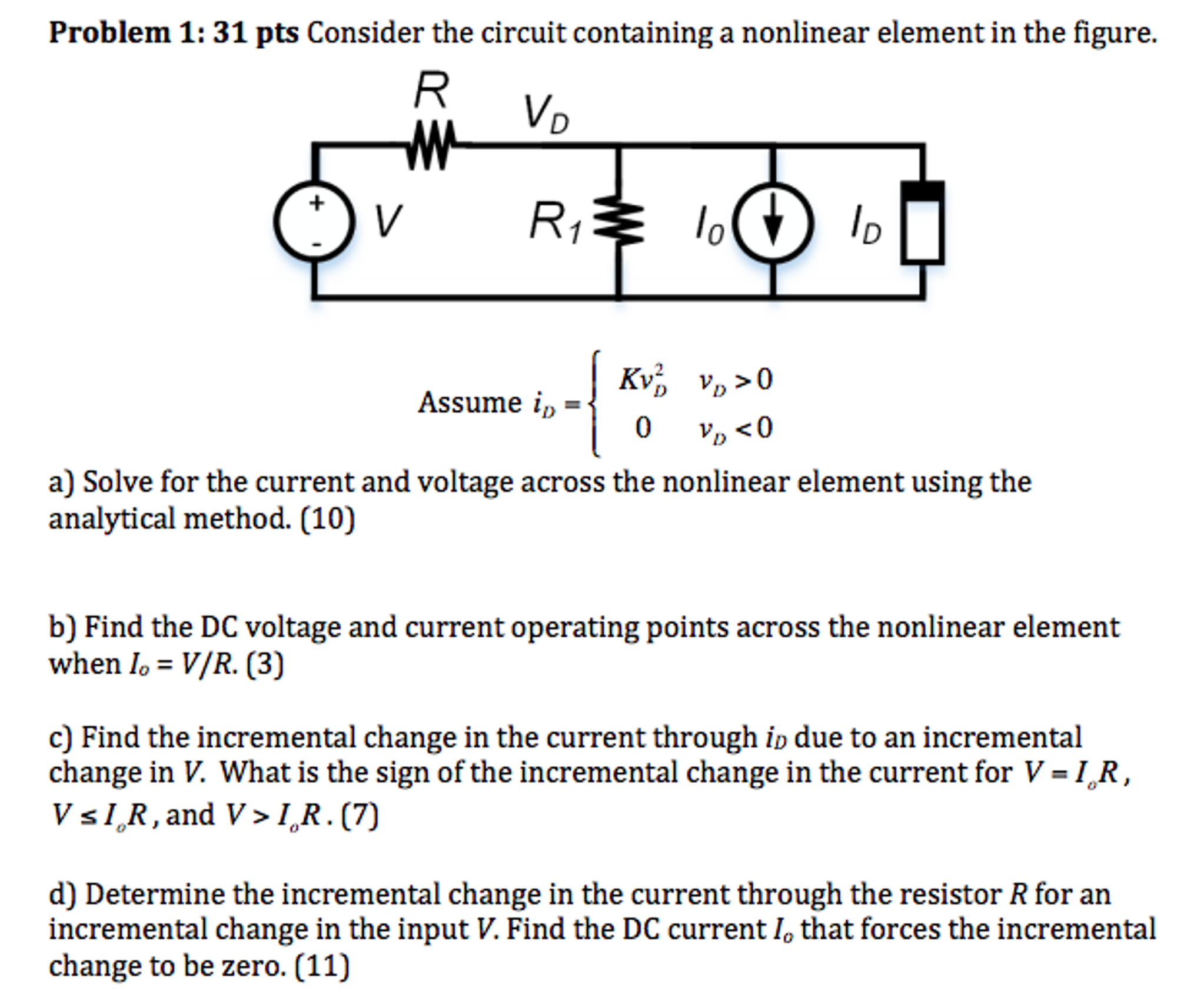 Consider the circuit containing a nonlinear element | Chegg.com