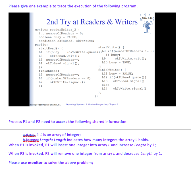 Please give one example to trace the execution of the | Chegg.com