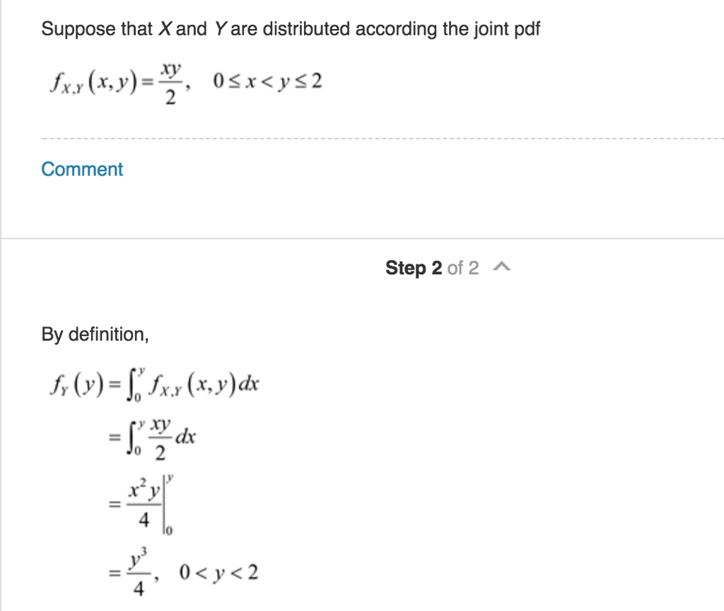 Solved Could anyone explain why the marginal pdf for y is | Chegg.com