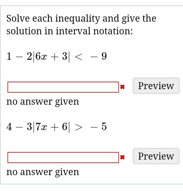 Solved Solve each inequality and give the solution in | Chegg.com