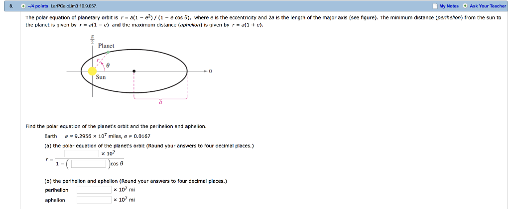 Solved The polar equation of planetary orbit is r = a(1 - | Chegg.com