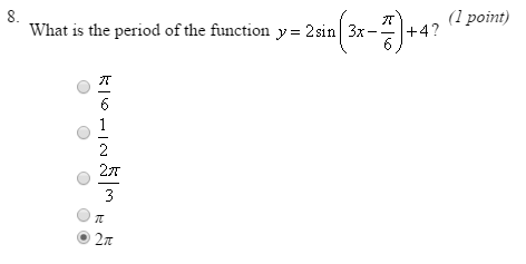 Solved What is the period of the function y = 2 sin (3x - | Chegg.com