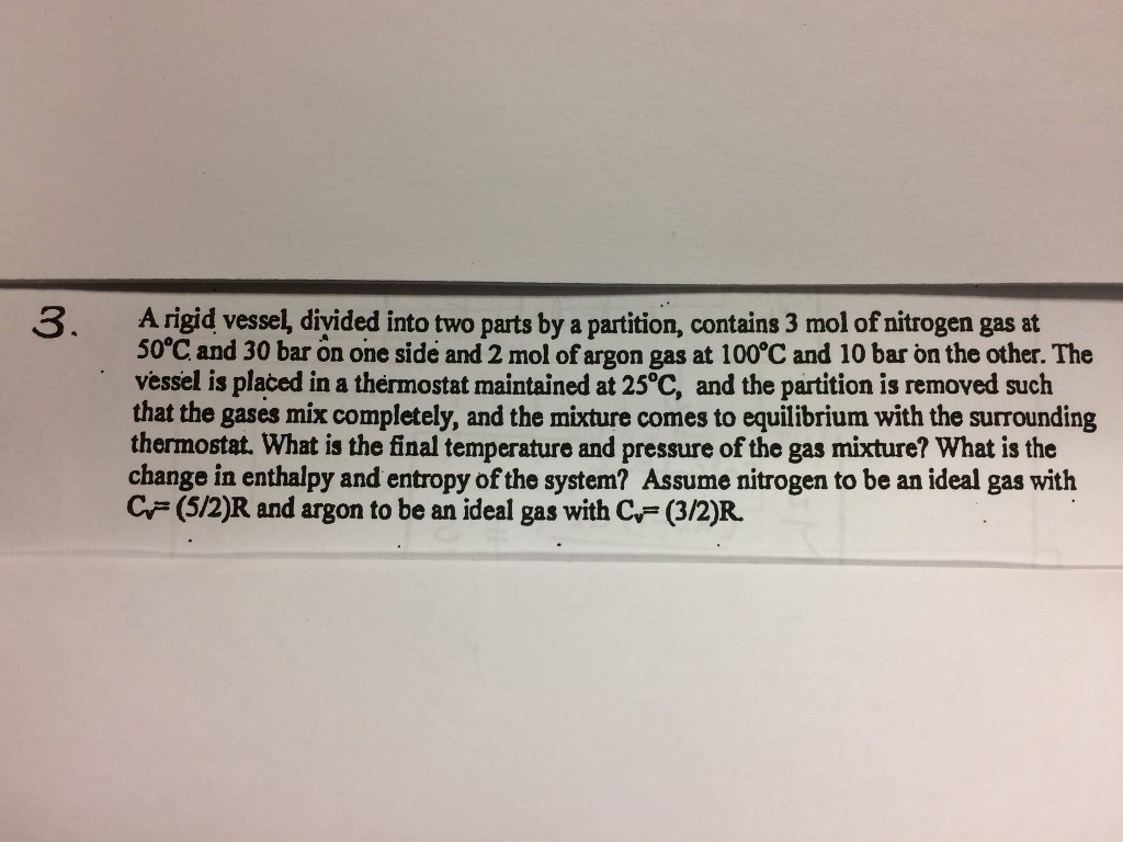 Solved A rigid vessel, divided into two parts by a | Chegg.com
