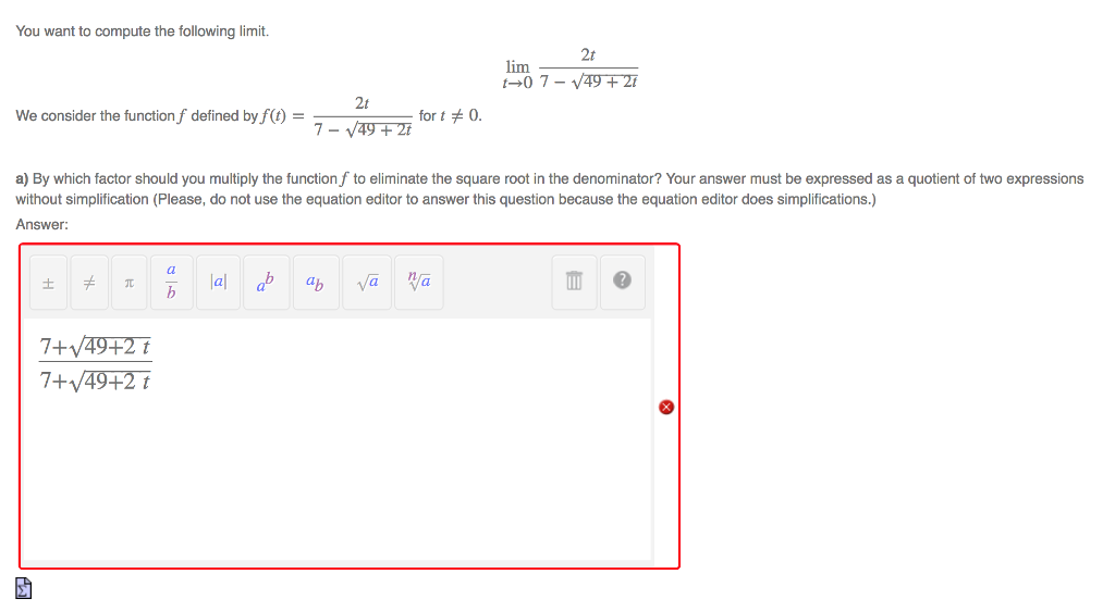 Solved You want to compute the following limit. 2t lim 2t We | Chegg.com