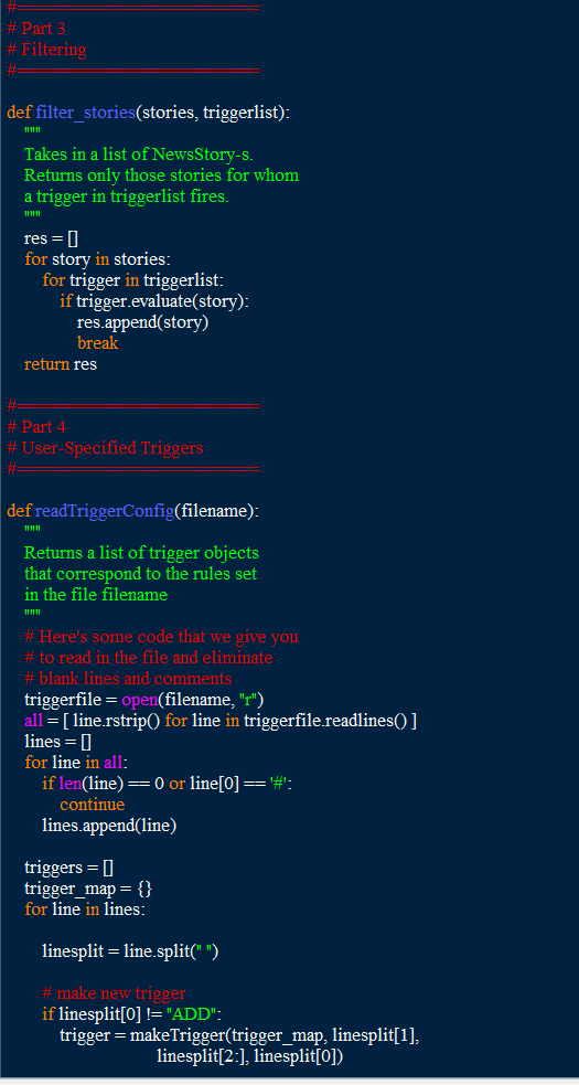 PYTHON. News Feed Program. I need help fixing these | Chegg.com