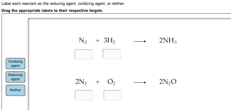 Solved Label each reactant as the reducing agent, oxidizing | Chegg.com