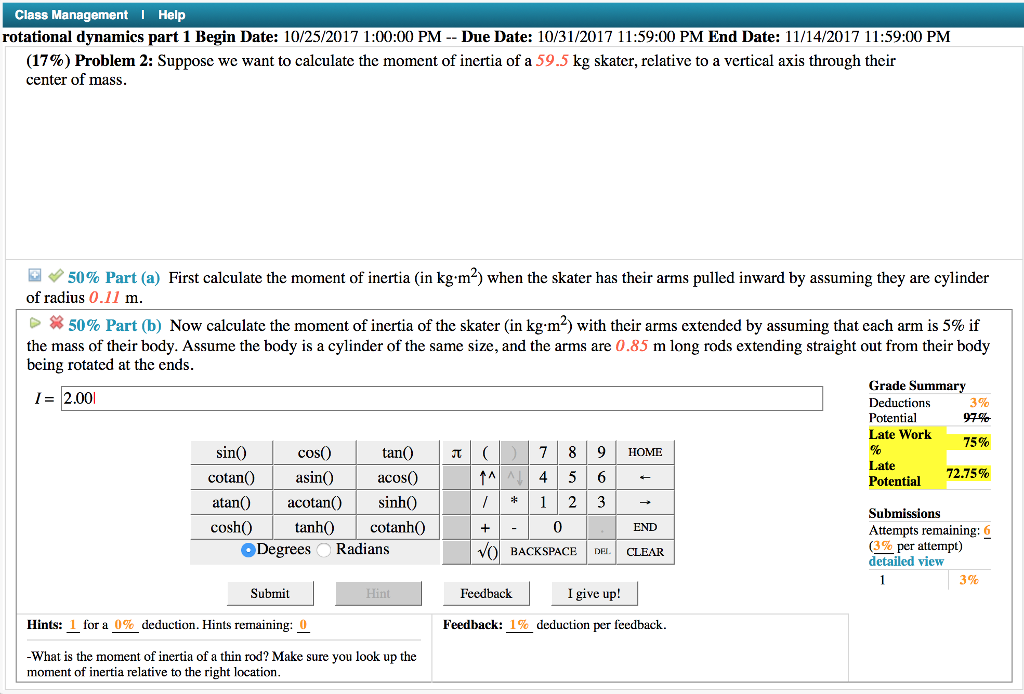 Solved Class Management Help rotational dynamics part 1 | Chegg.com