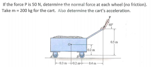 Solved If the force P is 50 N, determine the normal force at | Chegg.com
