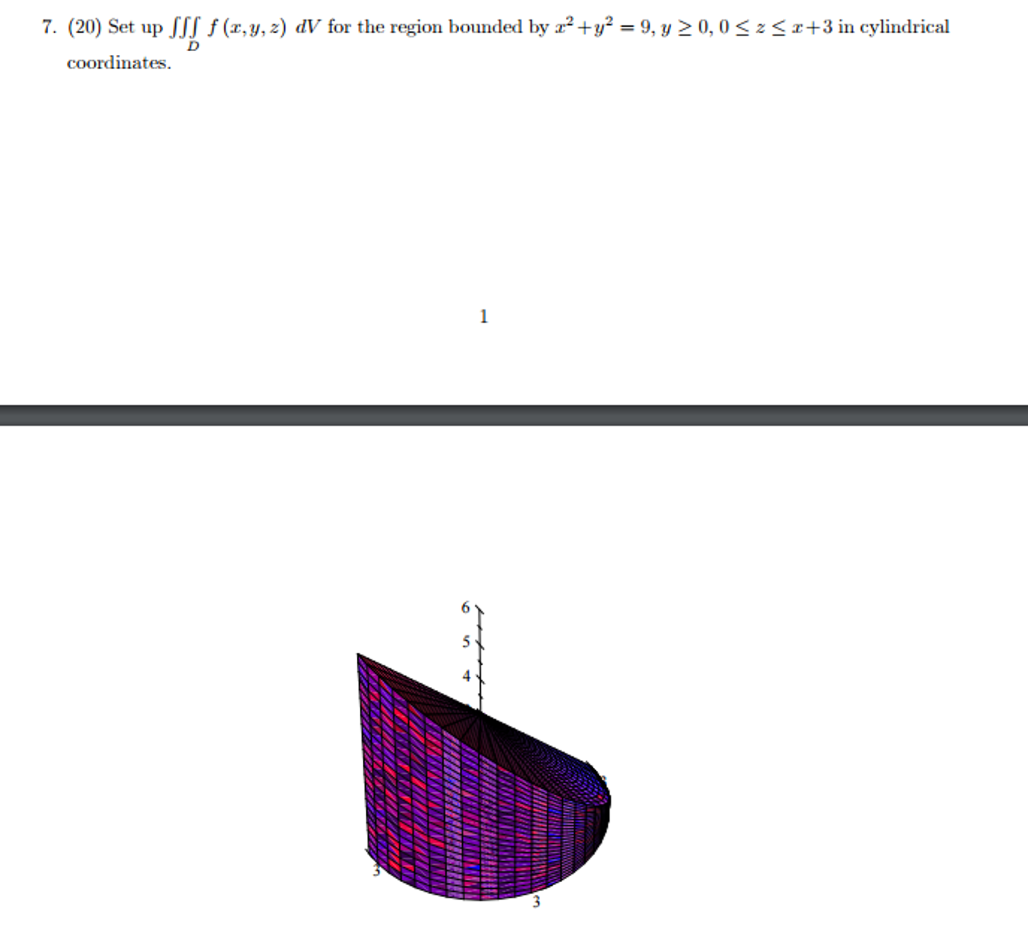 Solved Set up integral integral integral_D f (x, y, z) dV | Chegg.com