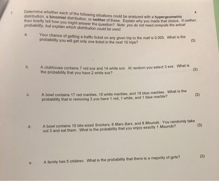 Solved Determine Whether Each Of The Following Situation