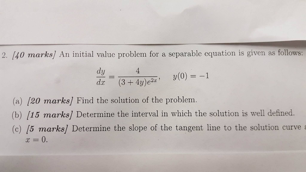 Solved An initial value problem for a separable equation is | Chegg.com