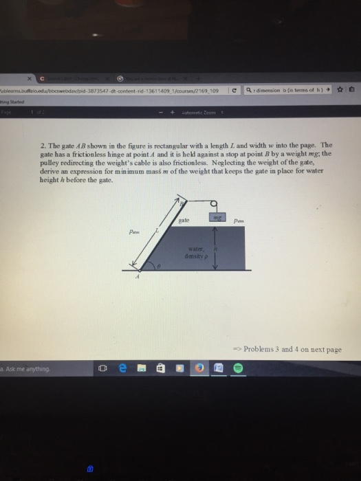 Solved The gate AB shown in the figure is rectangular with a | Chegg.com