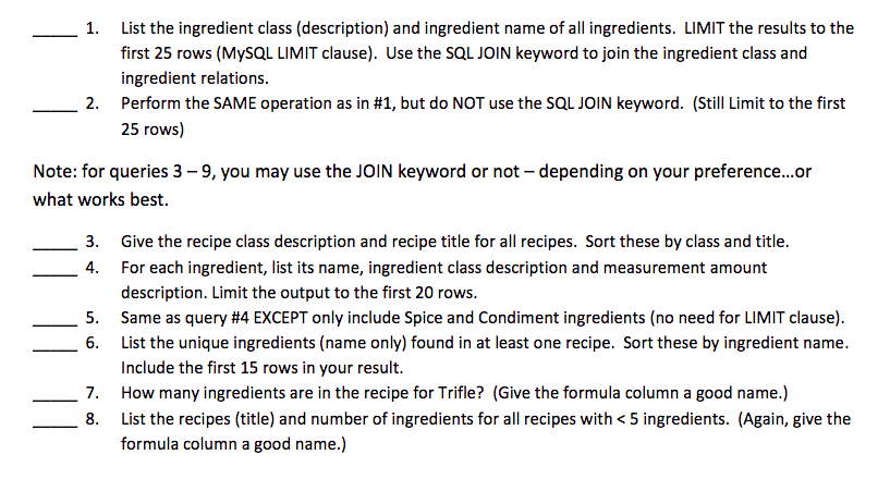 Solved List the ingredient class (description) and | Chegg.com