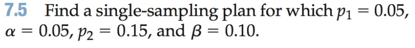 Find a single-sampling plan for which p_1 = 0.05, | Chegg.com