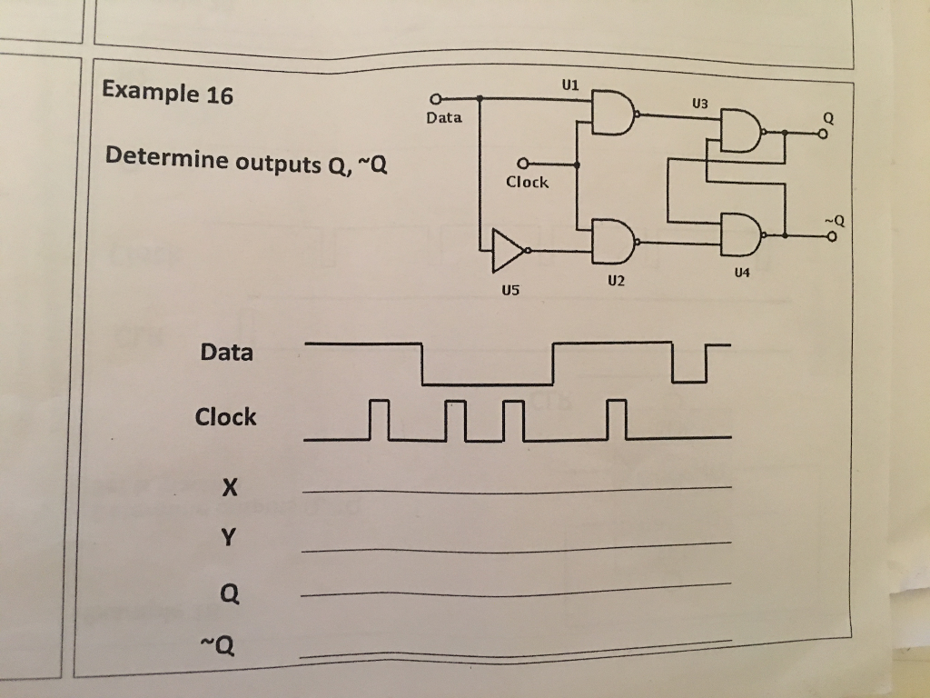 Solved U1 U3 Example 16 Data Determine outputs Q,"Q Clock U4 | Chegg.com