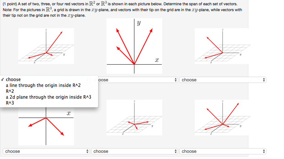 Solved A set of two, three, or four red vectors in R^2 or | Chegg.com