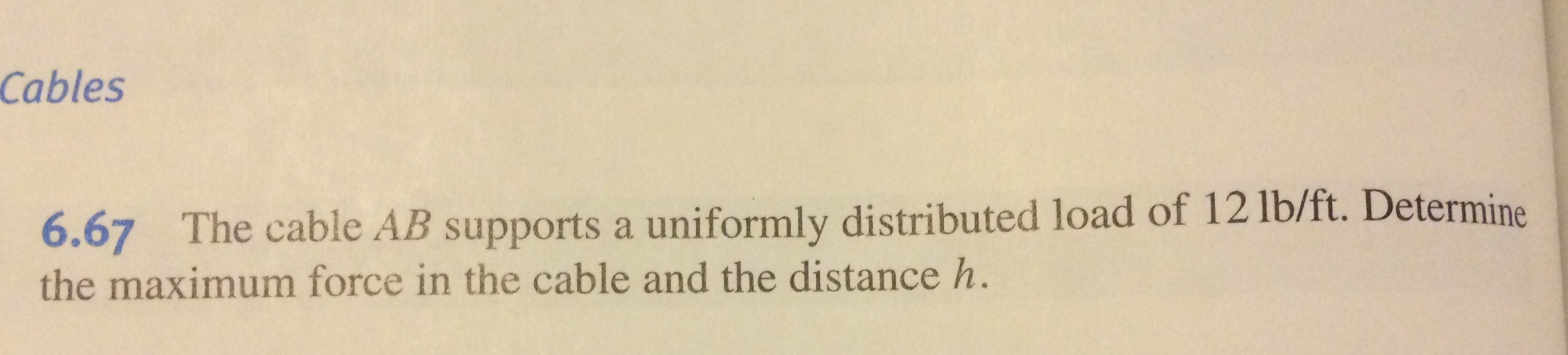 The cable AB supports a uniformly distributed load of | Chegg.com