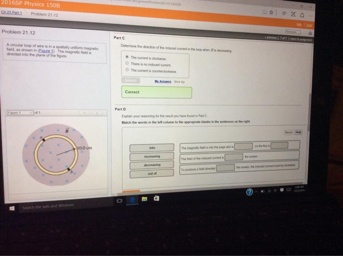Solved A circular loop of wire is in spatially, uniform | Chegg.com