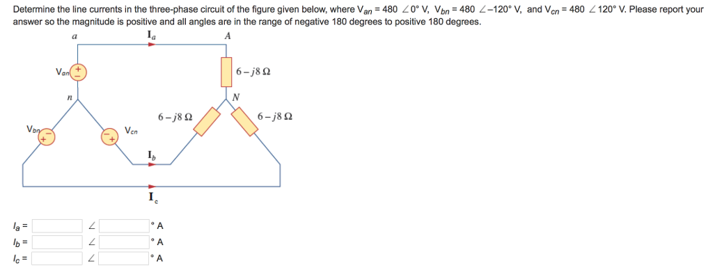 Solved Determine the line currents in the three-phase | Chegg.com