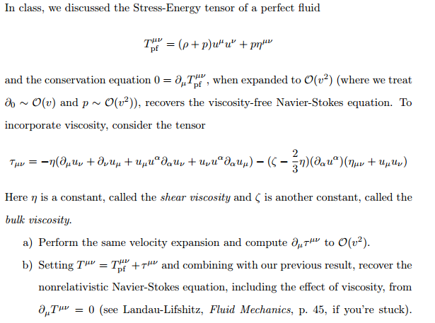 In class, we discussed the Stress-Energy tensor of a | Chegg.com