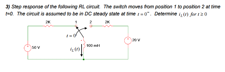 Solved Step response of the following RL circuit The switch | Chegg.com