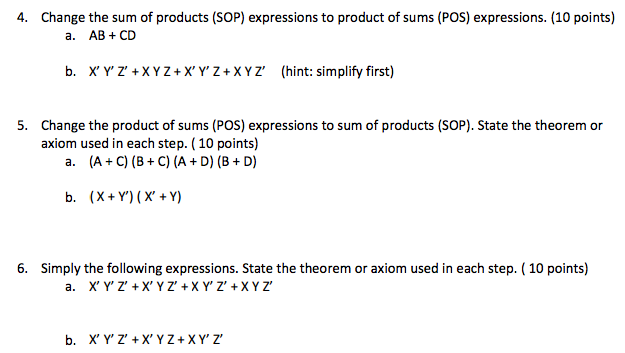 Solved 4. Change the sum of products (SOP) expressions to | Chegg.com