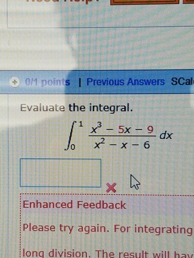 Solved Evaluate the integral. integral_0^1 x^3 - 5x - 9/x^2 | Chegg.com
