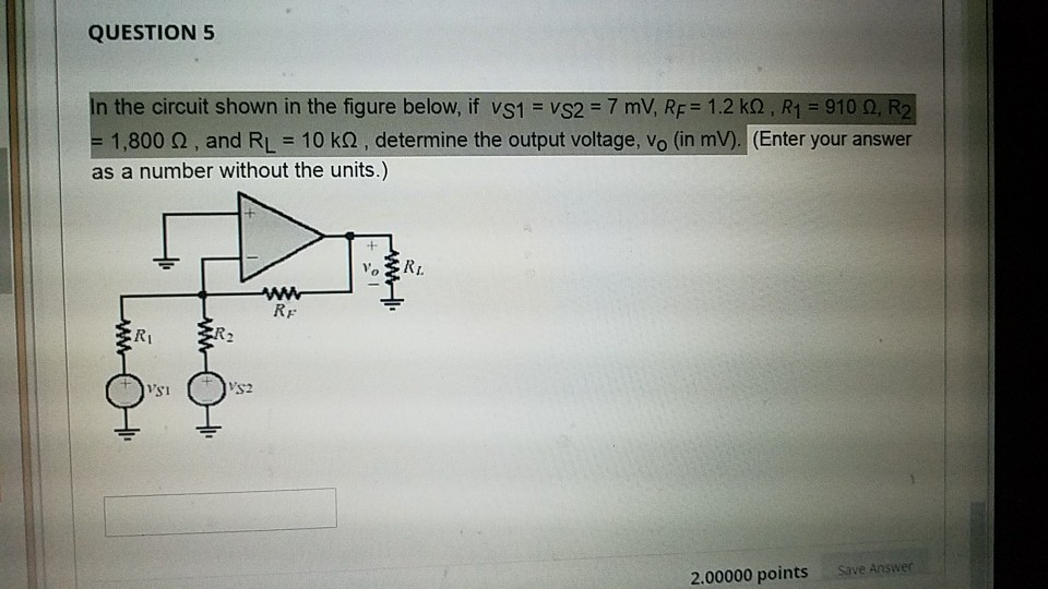 Solved QUESTION 5 In the circuit shown in the figure below, | Chegg.com
