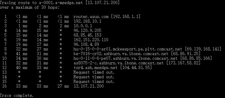 Solved Tracing route to a-0001. a-msedge. net [13. 107. 21. | Chegg.com