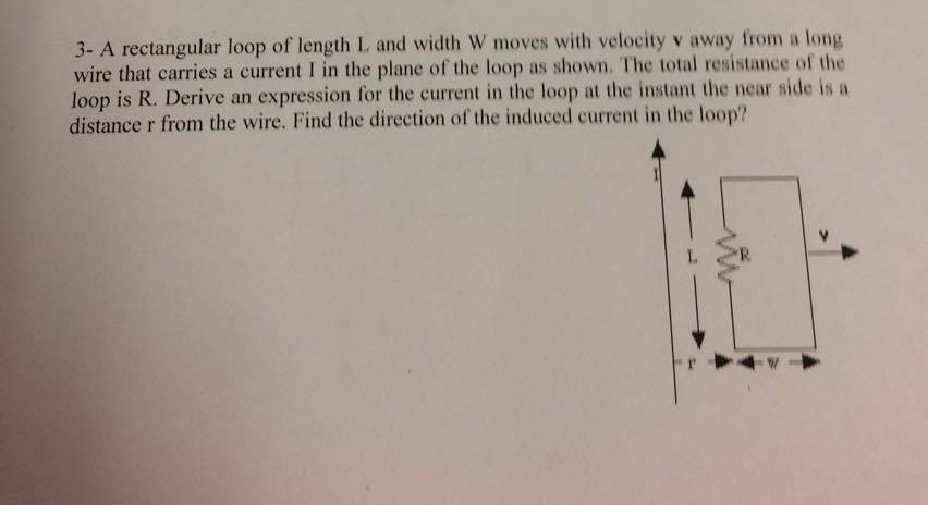 Solved A rectangular loop of length L and width W moves with | Chegg.com