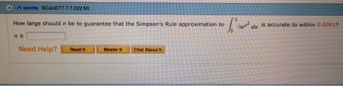 Solved How large should n be to guarantee that the Simpson's | Chegg.com