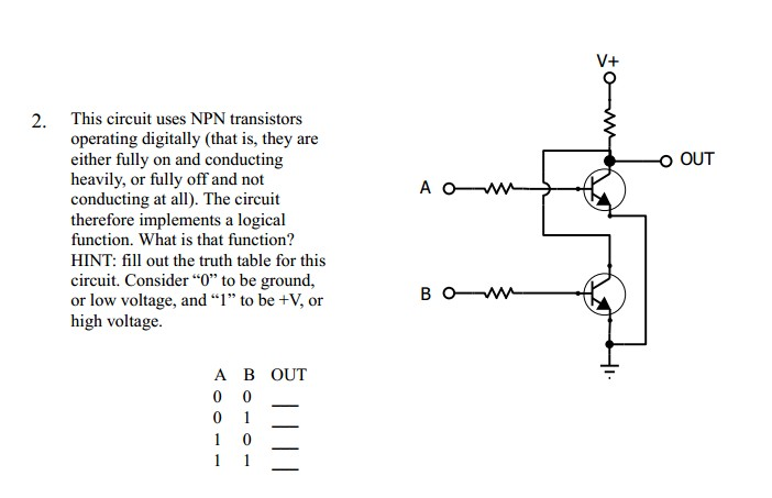Solved 2. This circuit uses NPN transistors operating | Chegg.com