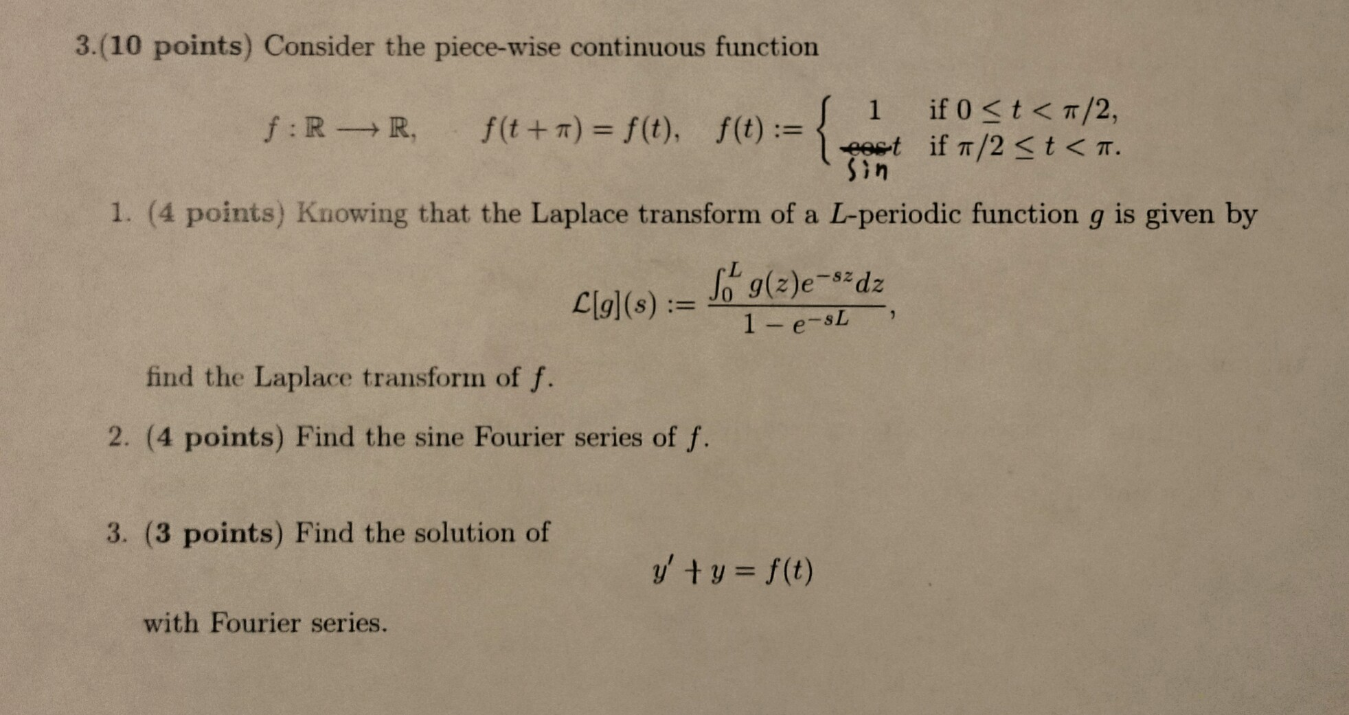 Solved Consider the piece-wise continuous function f: R | Chegg.com