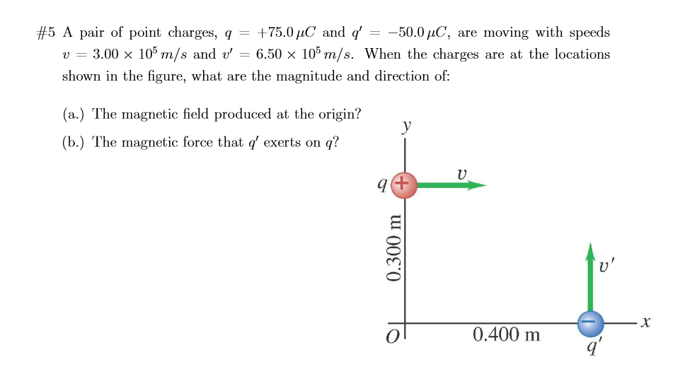 Solved A pair of point charges, 1=+75.0 micro C and q'= -50 | Chegg.com