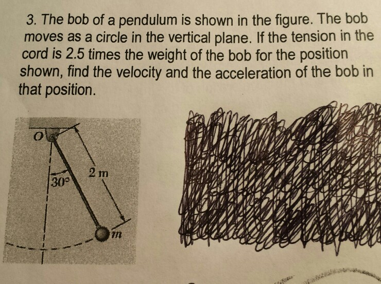 Solved 3. The bob of a pendulum is shown in the figure. The | Chegg.com