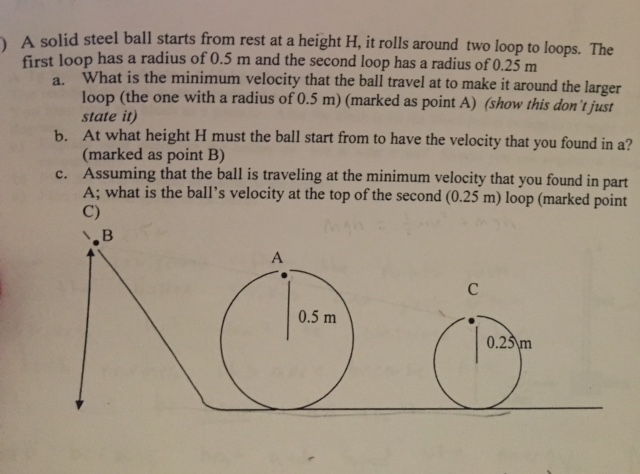 Solved A solid steel ball starts from rest at a height H, it | Chegg.com
