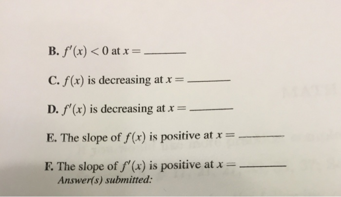 Solved 6. (1 point) Given the graph of y = f(x) below, at | Chegg.com