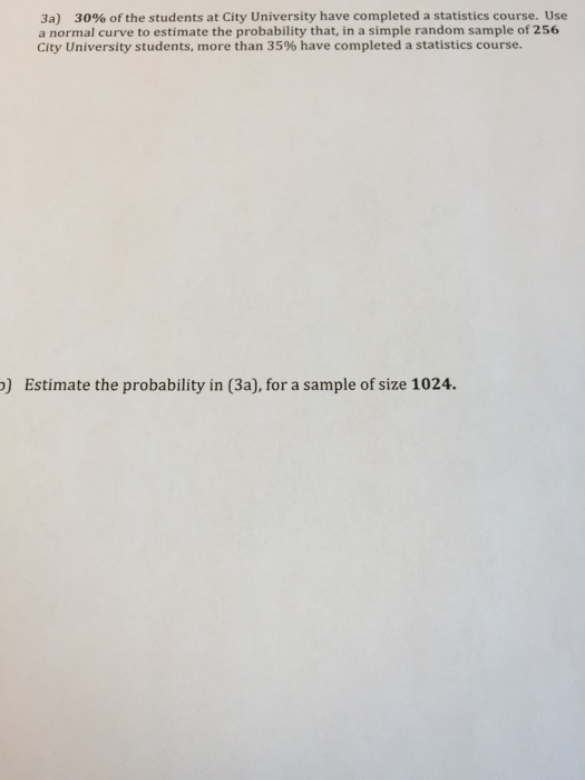 Solved 3a) 30% of the students at City University have | Chegg.com