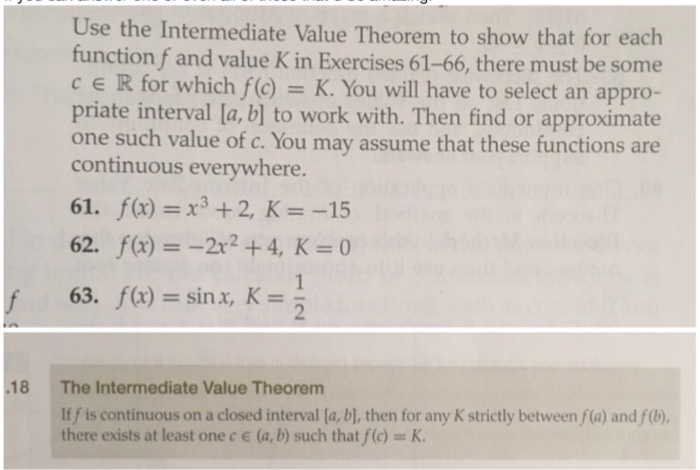 Solved Use The Intermediate Value Theorem To Show That For