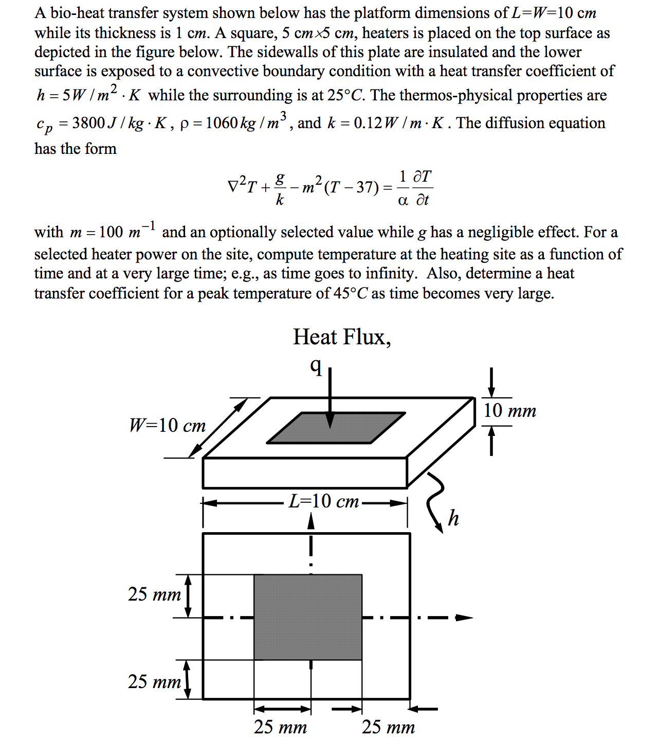 Solved A bio-heat transfer system shown below has the | Chegg.com