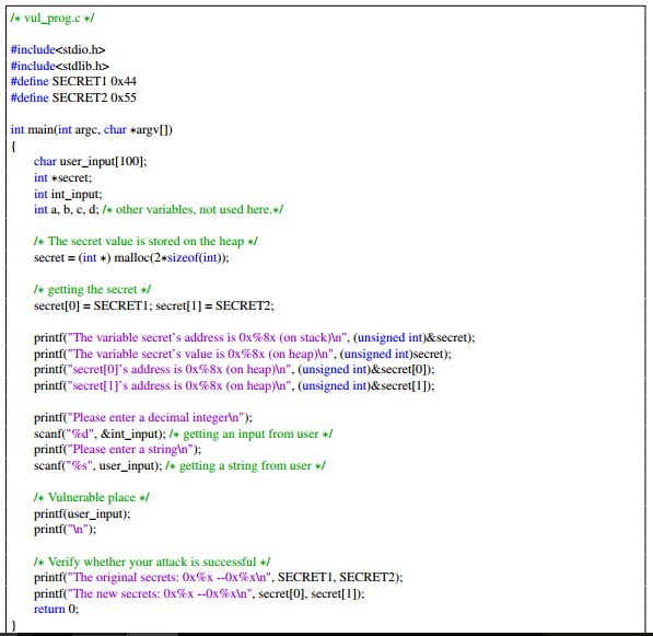 Solved /vul_prog.c #include #include #define SECRET! 0x44 | Chegg.com