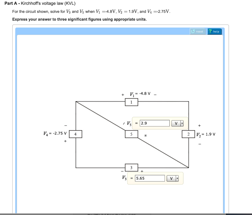 Part A Kirchhoff's voltage law (KVL) For the circuit | Chegg.com