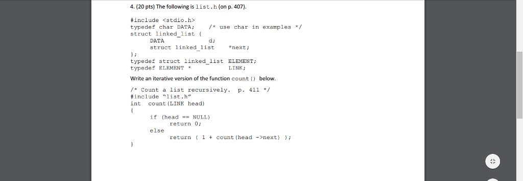 Solved The following is list. h (on p. 407). #include | Chegg.com