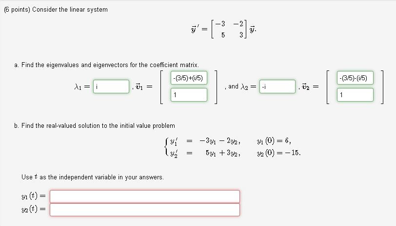 Solved 6 points) Consider the linear system -3-21→ a. Find | Chegg.com