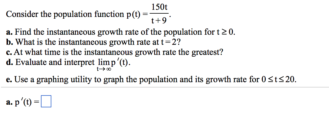 Solved Consider the population function p (t) Find the | Chegg.com