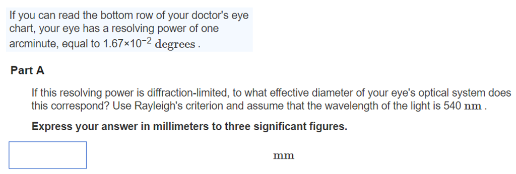 Solved If you can read the bottom row of your doctor's eye | Chegg.com