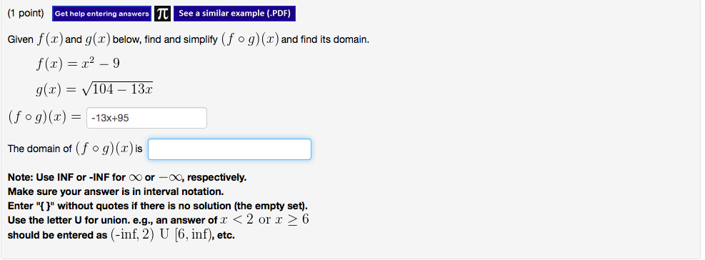 Solved Given f(x)and g(x) below, find and simplify (f | Chegg.com