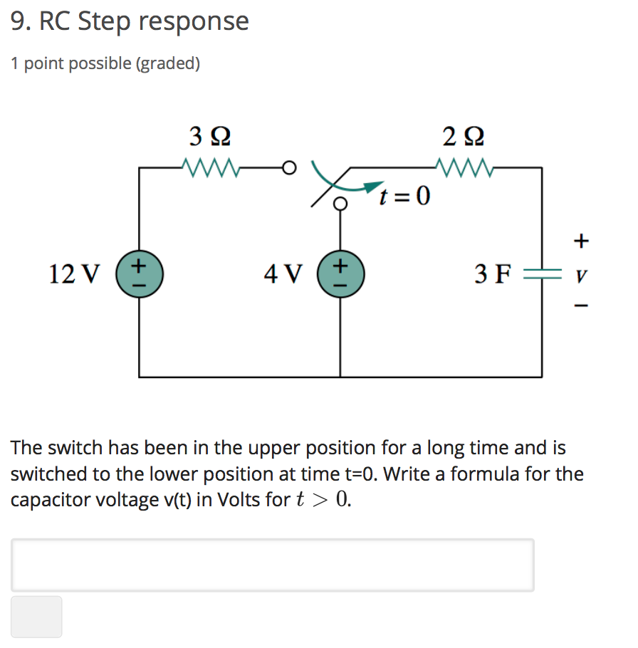 Solved RC Step response 1 point possible (graded) The | Chegg.com