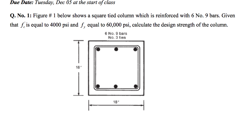 Solved Figure # 1 below shows a square tied column which is | Chegg.com