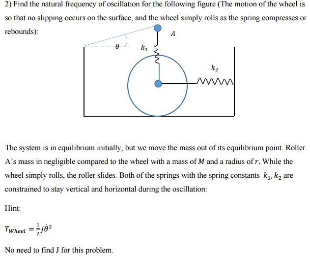 Solved Find the natural frequency of oscillation for the | Chegg.com